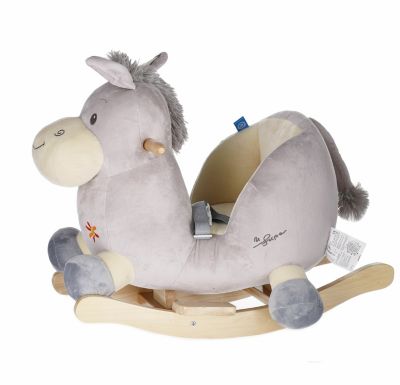 Schaukelpferd Plüsch Esel Schaukeltier 60 cm Baby Wippe Holz Spielzeug ...
